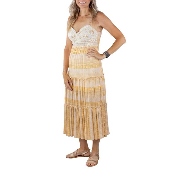 Timing | Dresses | New Timing Sienna Crochet Maxi Dress In Yellow ...